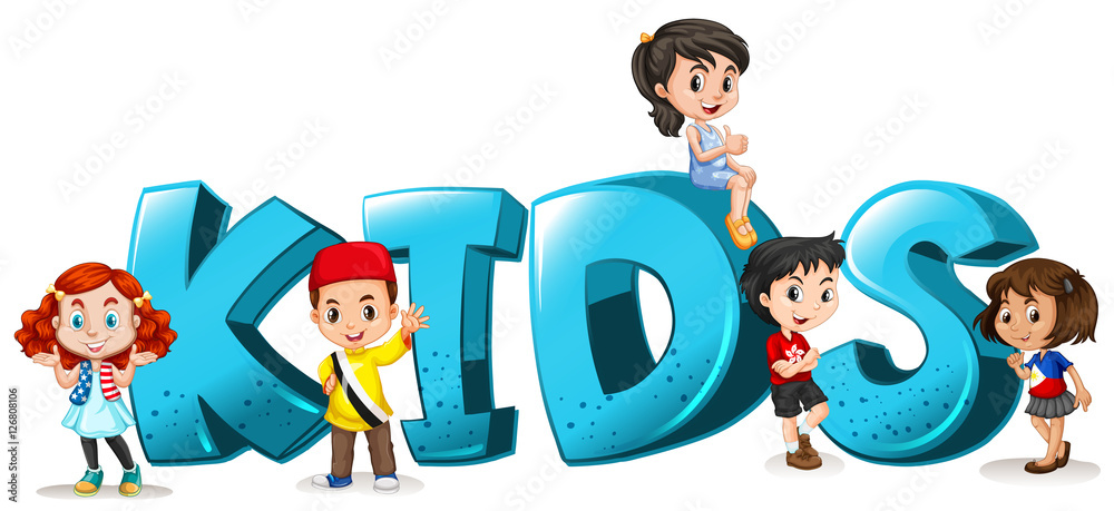 Font design for word kids Stock Vector | Adobe Stock