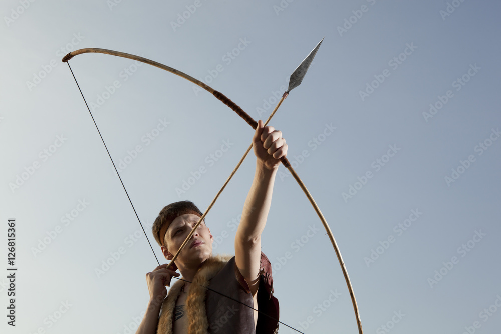 Robin Hood. Archer with arrow and long bow Stock Photo | Adobe Stock