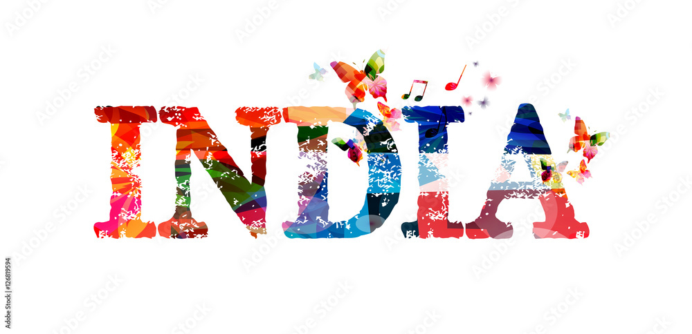 India typographic vector illustration background. India lettering ...