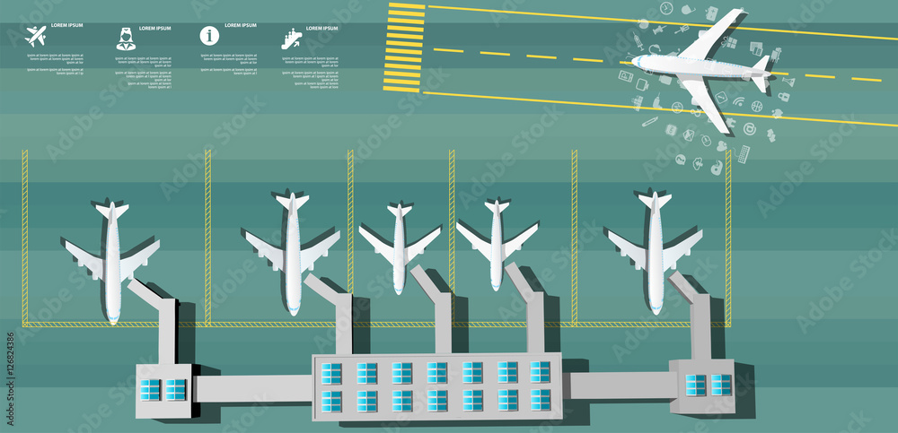 airport terminal top view with airplanes Stock Vector | Adobe Stock