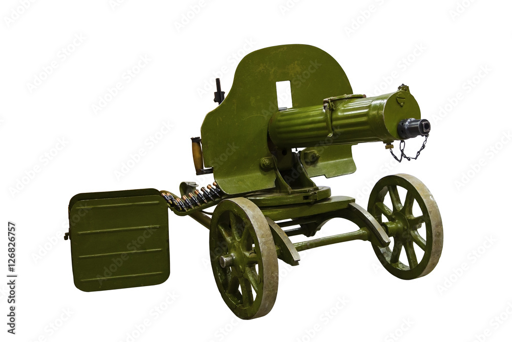 Machine gun. White background, isolation Stock Photo | Adobe Stock