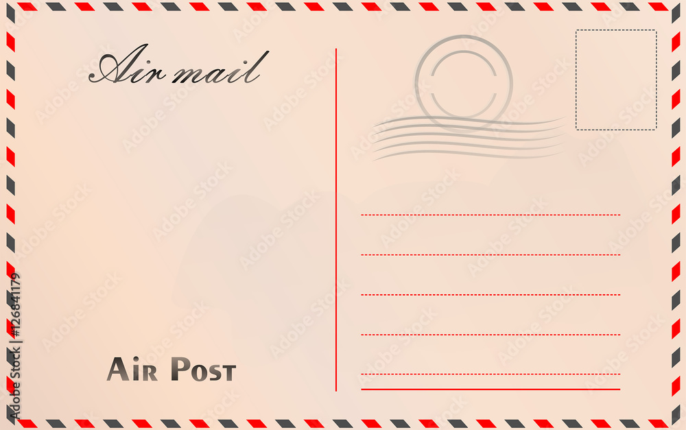 Travel postcard vector in air mail style with paper texture and Stock ...