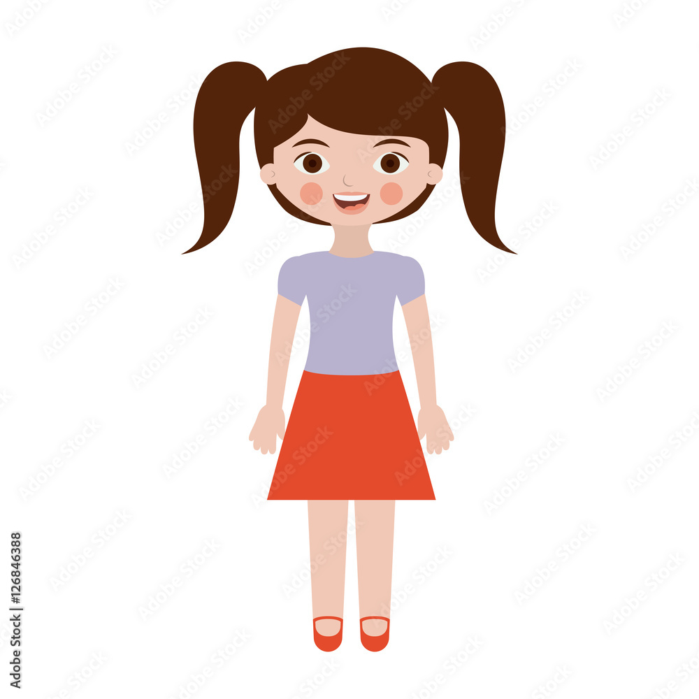 Girl cartoon icon. Kid childhood little people and person theme ...