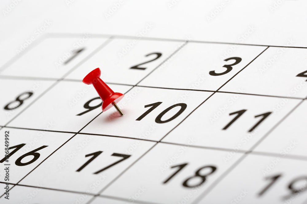 Pin on the date number 10. The tenth day of the month is marked with a ...