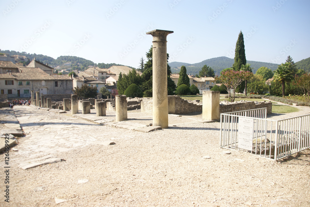 Ruins of Roman villas in the Villasse Roman ruins, Vaison la Romaine ...