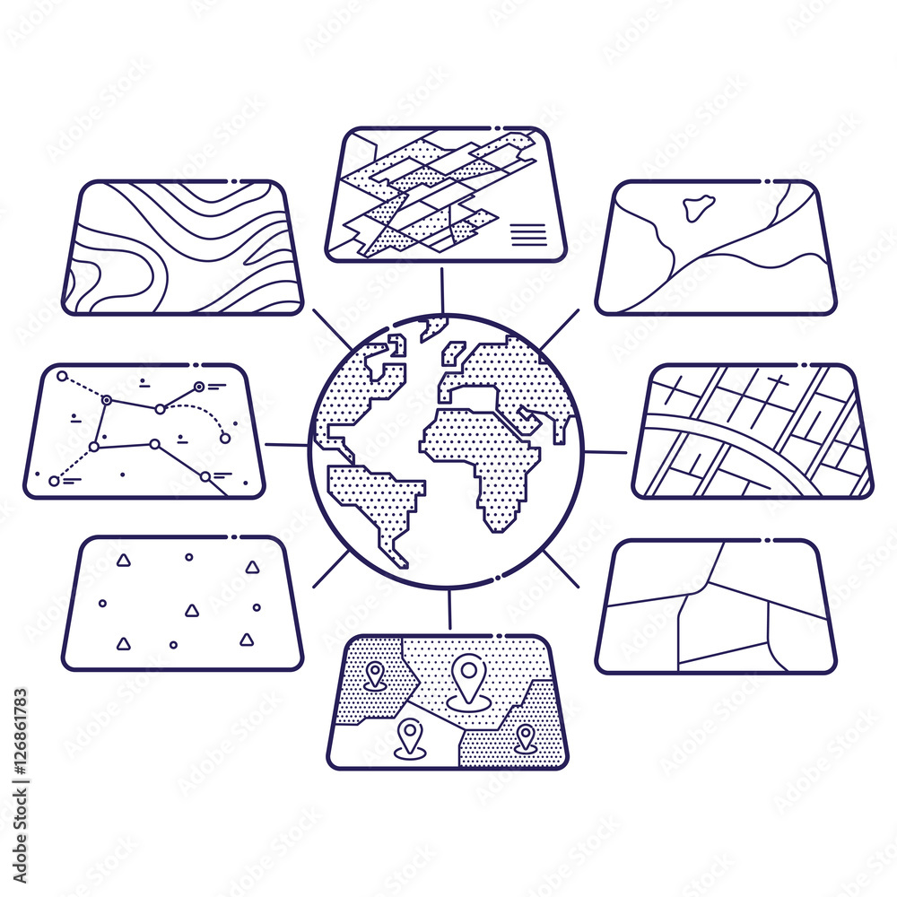 Vector Illustration of GIS Spatial Data Layers Concept for Infographic ...