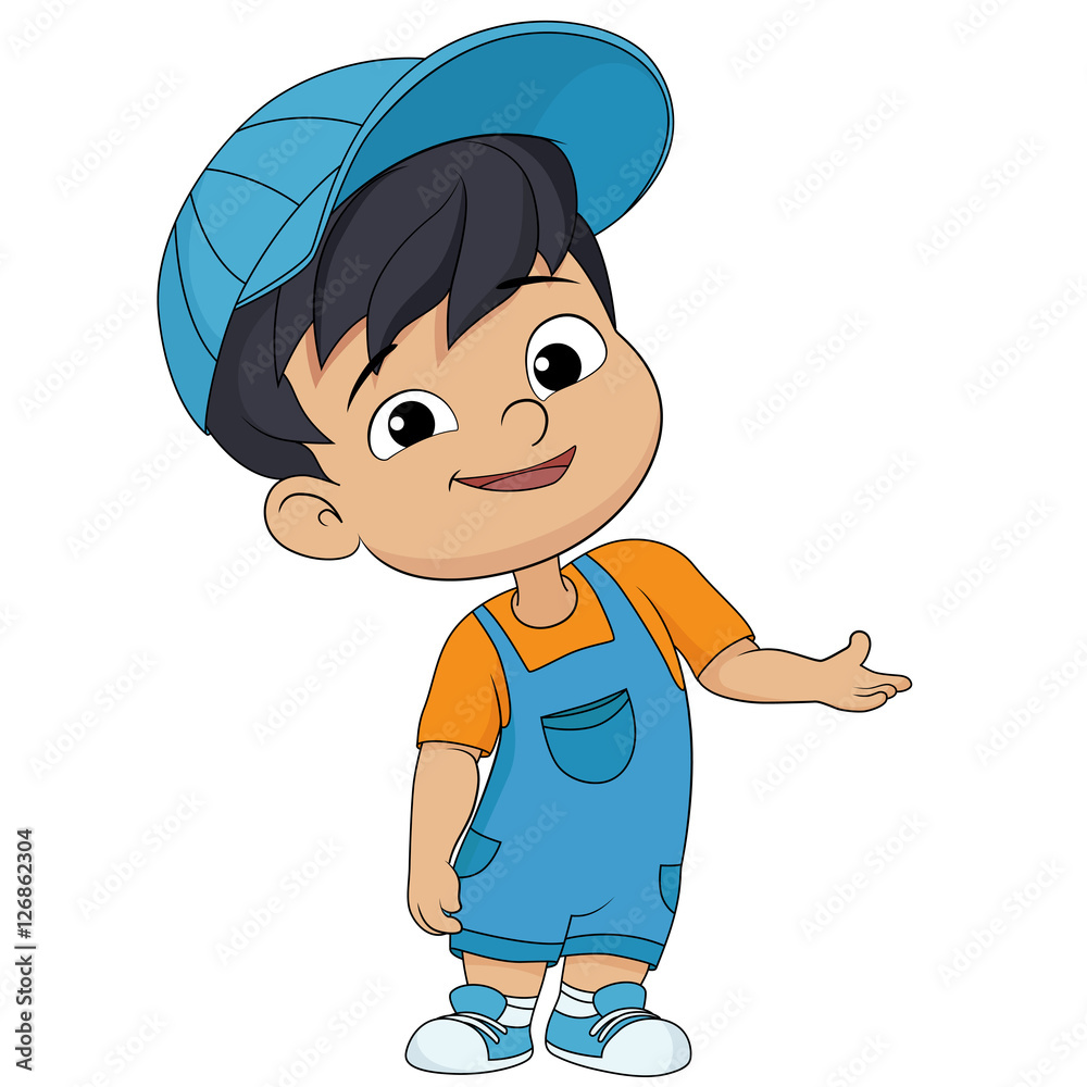 Cute kid welcome.vector and illustration. Stock Vector | Adobe Stock