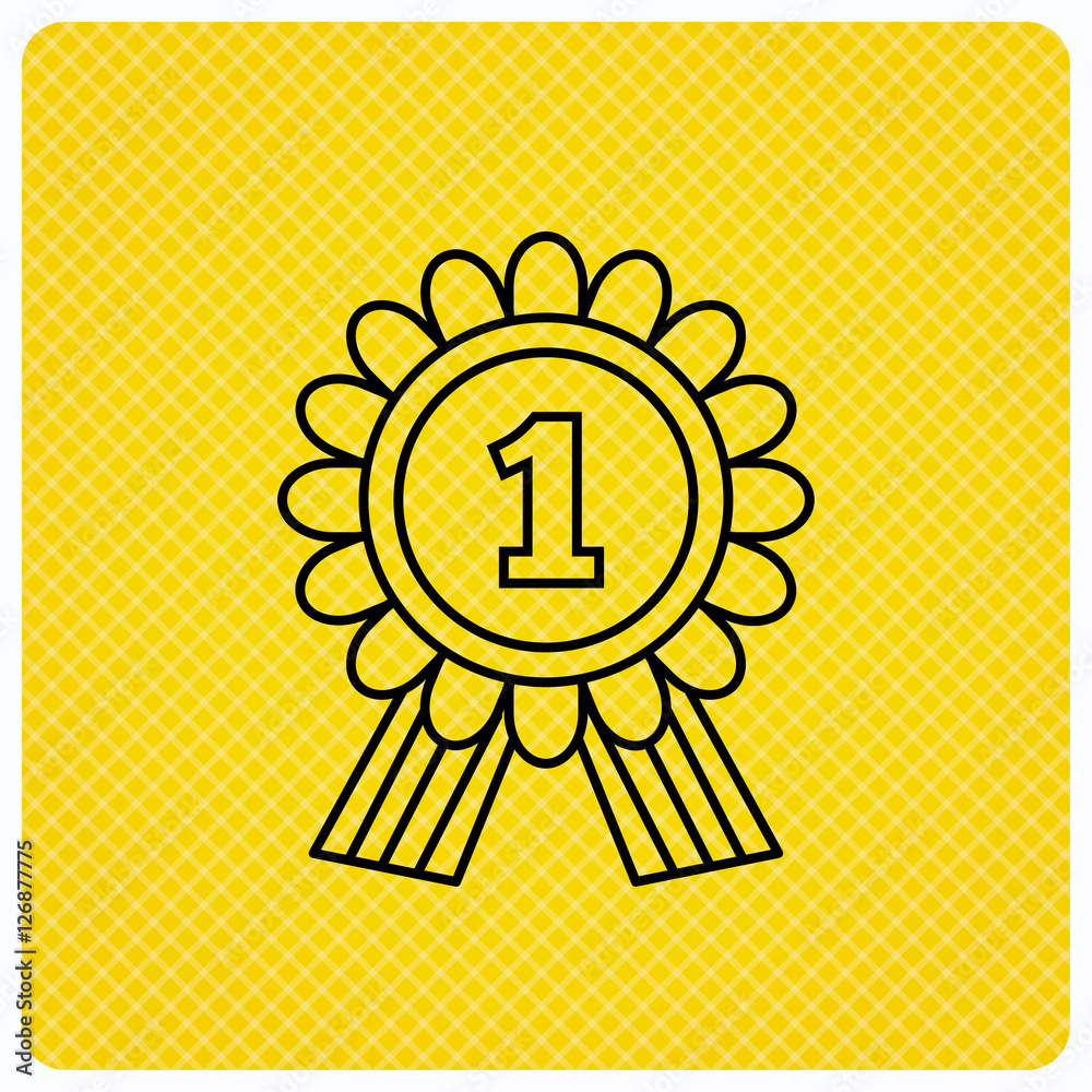 Gold medal award icon. First place sign. Winner symbol. Linear icon on ...