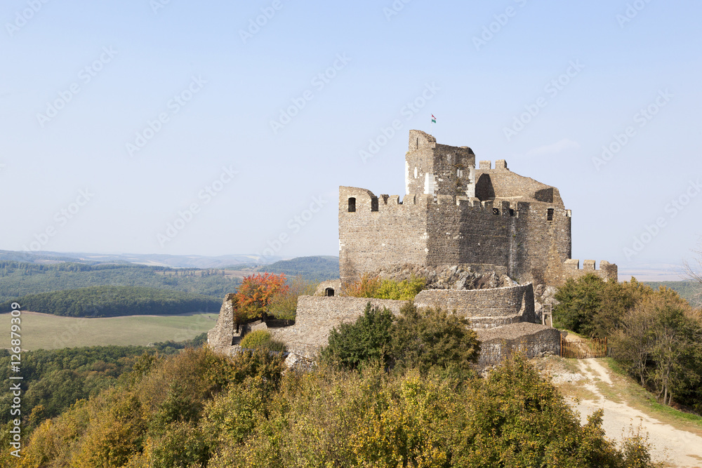 Fortified Wall of Holloko castle Hungary. 13th century medieval castle ...