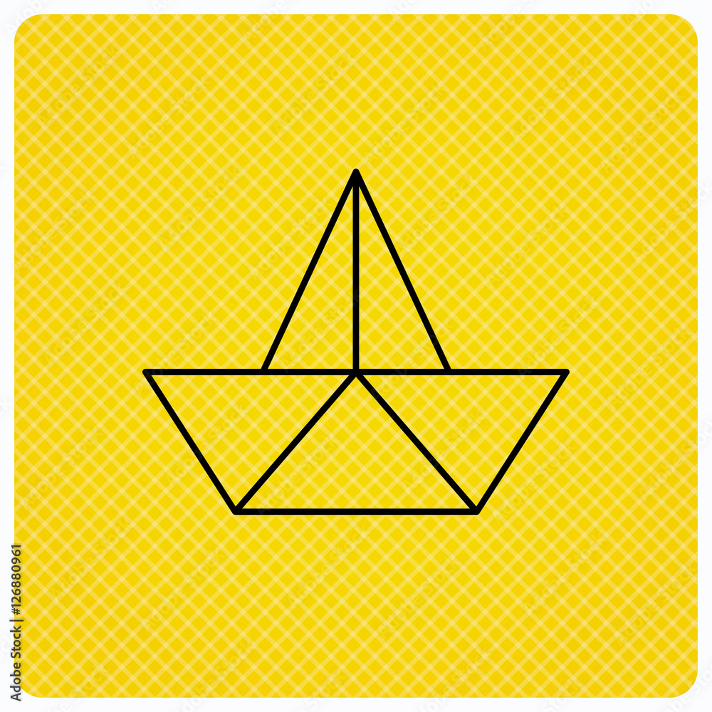 Paper boat icon. Origami ship sign. Sailing symbol. Linear icon on ...