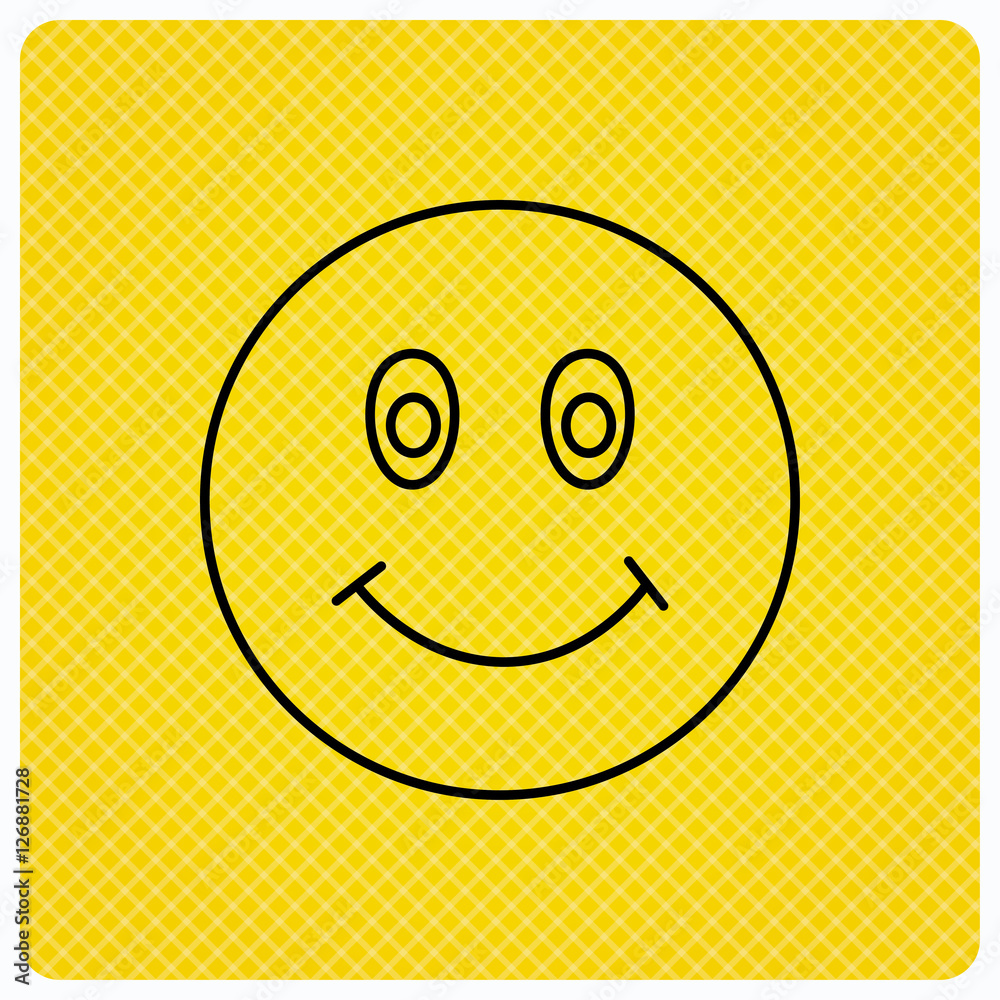 Smile icon. Positive happy face sign. Happiness and cheerful symbol ...