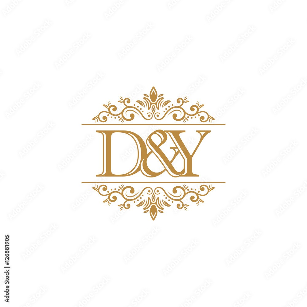 D&Y Initial logo. Ornament gold Stock Vector | Adobe Stock