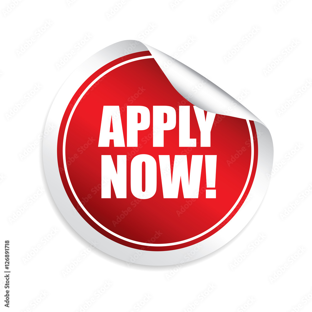Apply now red sticker, button, label and sign. ilustración de Stock ...