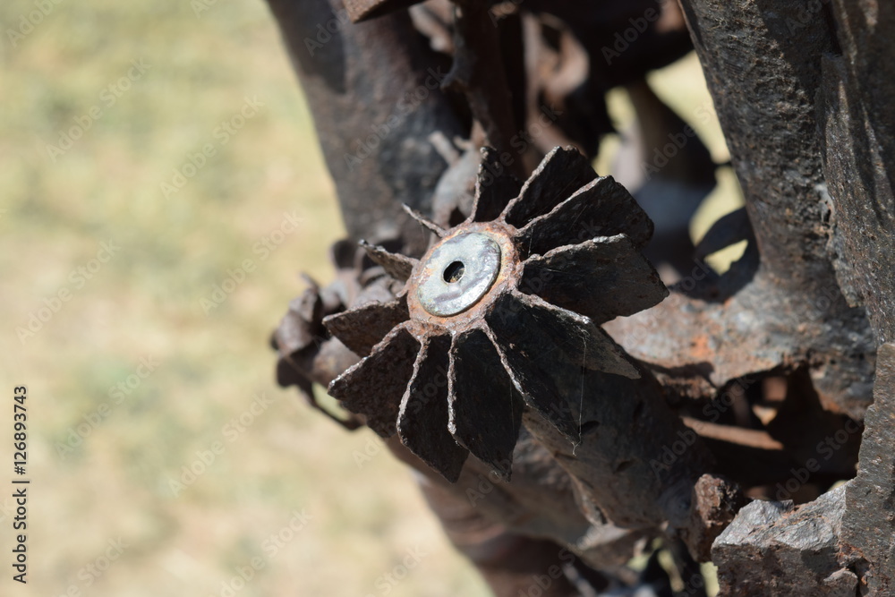 Monument of mines, grenades, bullets and shell fragments. To remember ...