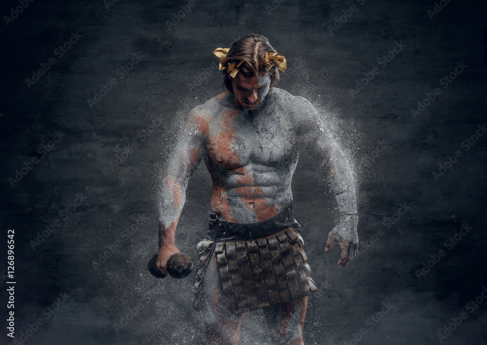 Poster Ancient Greek male sportsmen holds dumbbell. – Wall Art | UkPosters