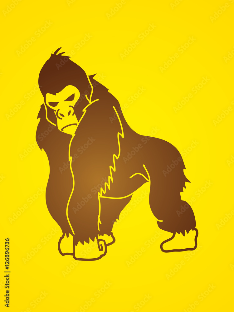 Gorilla standing graphic vector. Stock Vector | Adobe Stock