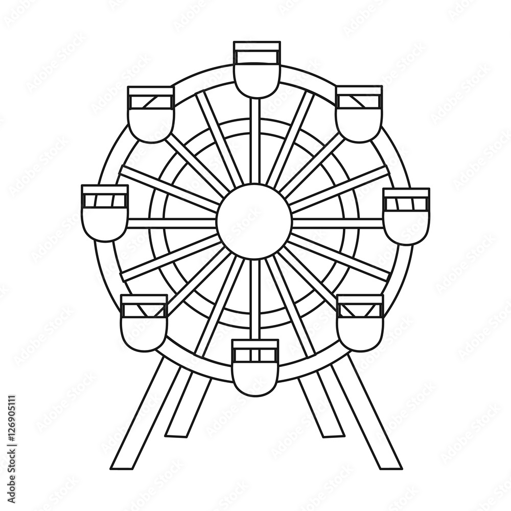 Ferris wheel icon in outline style isolated on white background ...