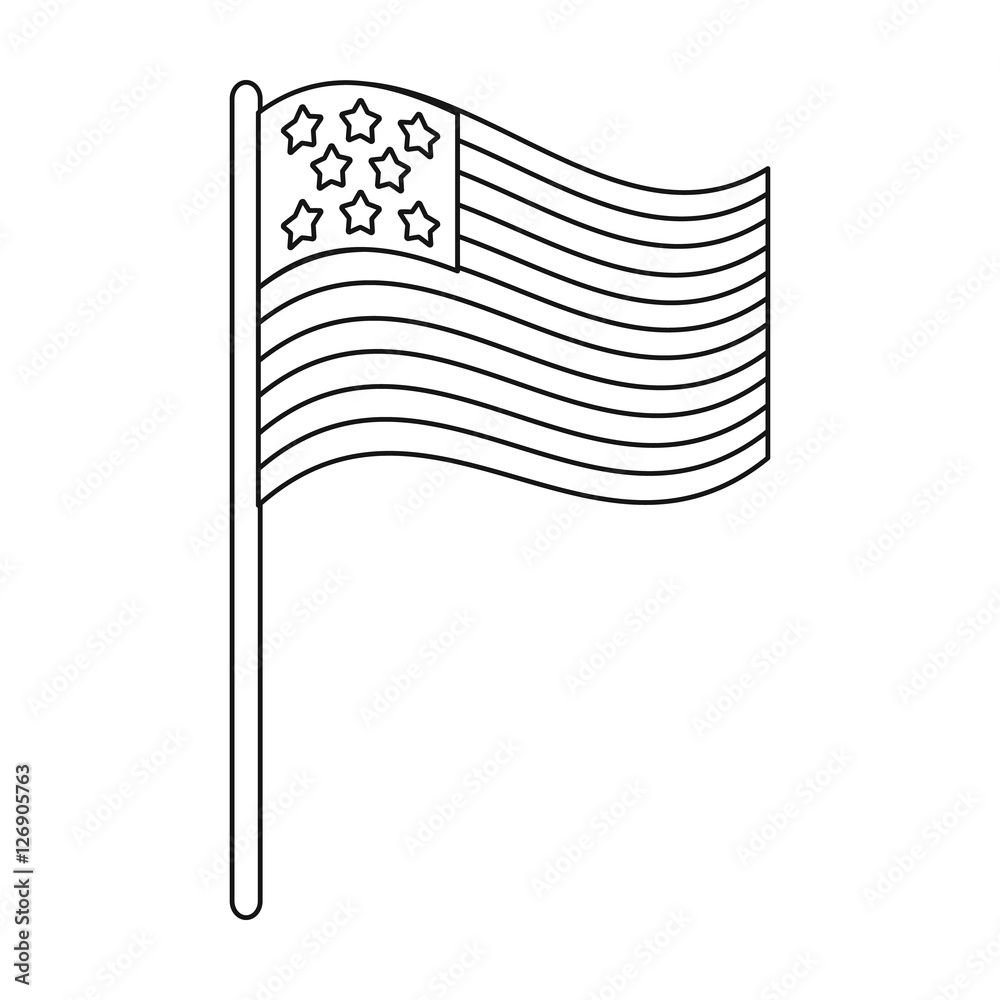 American flag icon in outline style isolated on white background ...