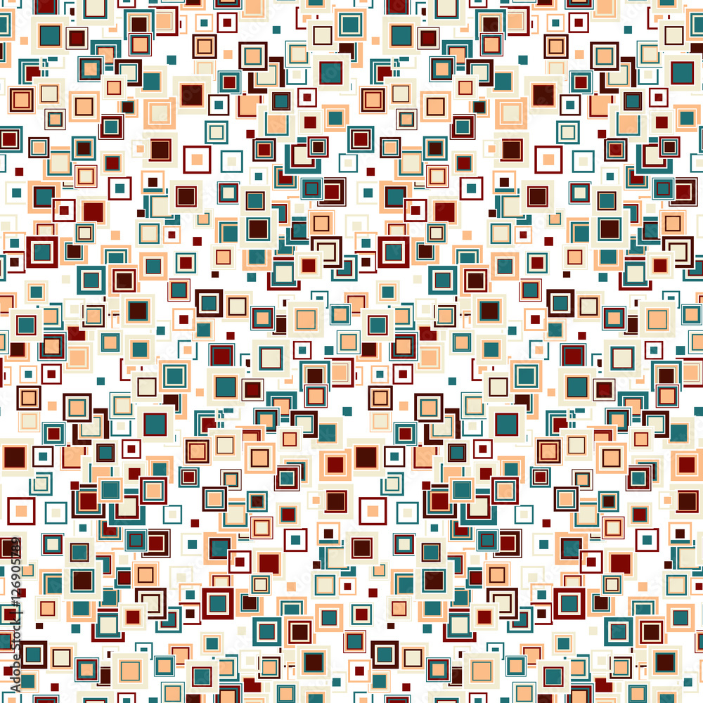 Geometric seamless pattern. The squares of different sizes and colors ...