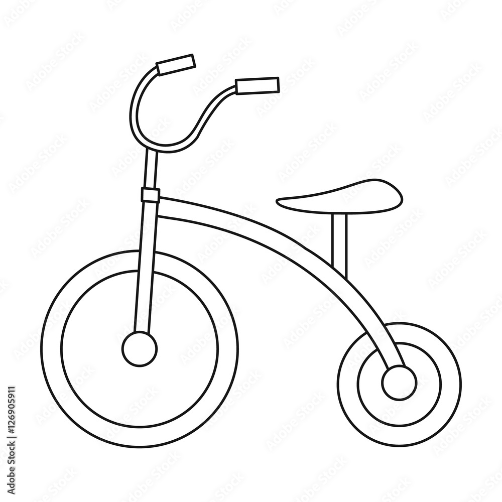 Tricycle icon in outline style isolated on white background. Play ...