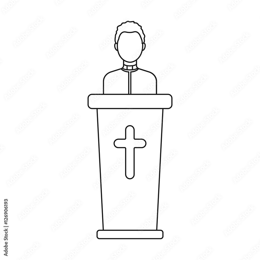 Priest icon in outline style isolated on white background. Religion ...