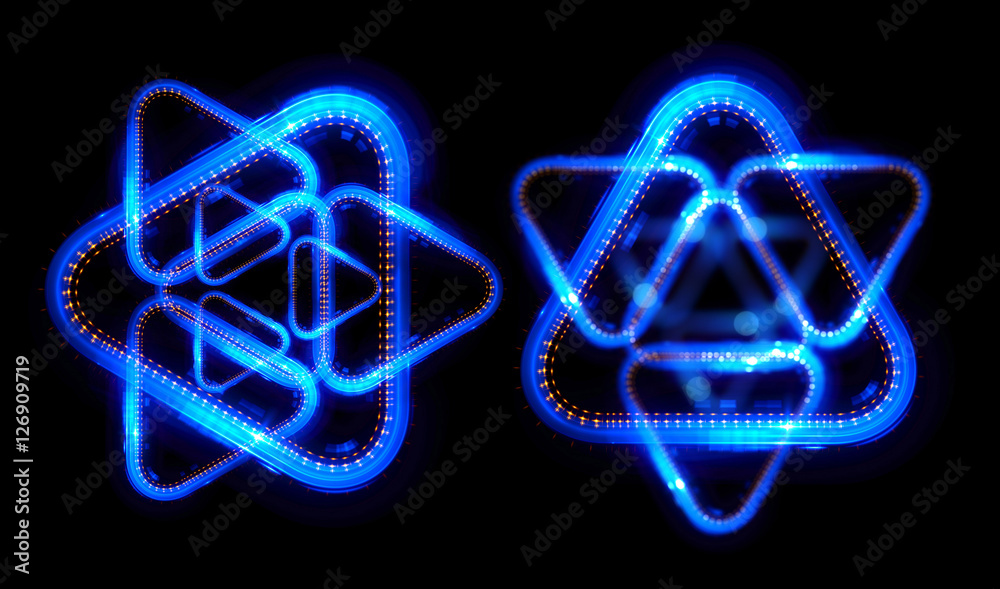 Glowing frames black background. Square glow borders. Sparkling ...