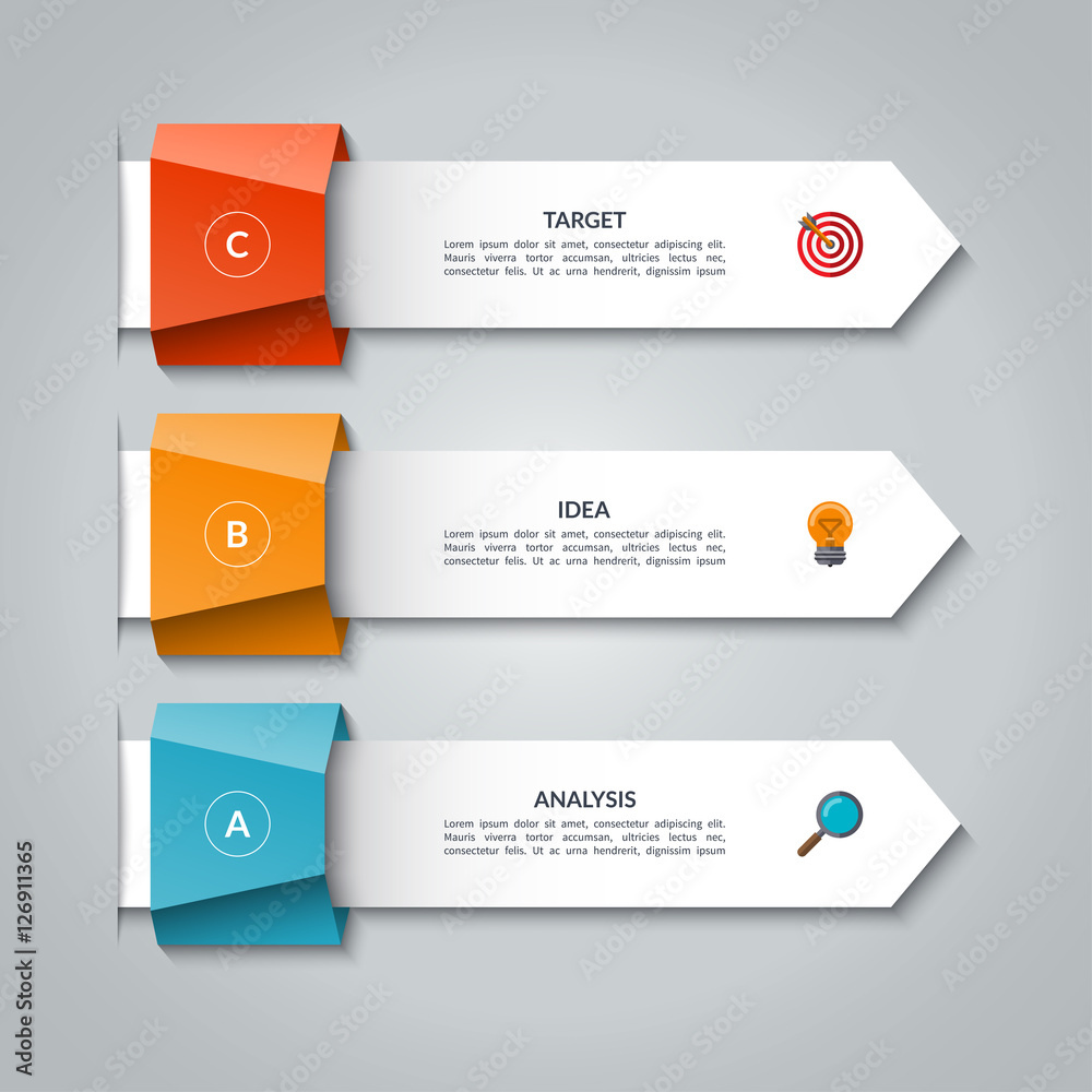 Infographic arrows. Vector template for business infographics with 3 ...