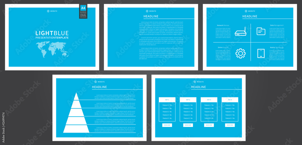 Presentation vector template with infographic elements. Set of A4 size ...
