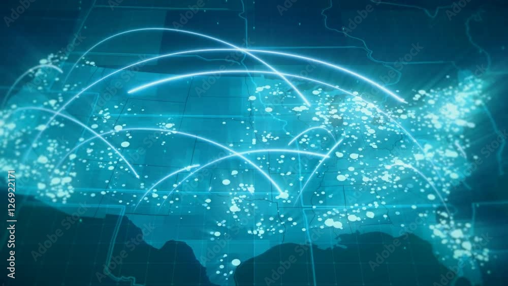 Globalization USA Map Animation. This animated blue USA map with ...