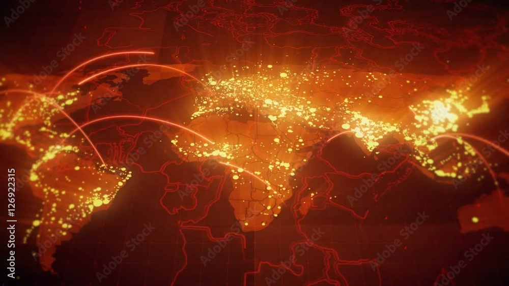 Globalization World Map Animation. This animated red World map with ...