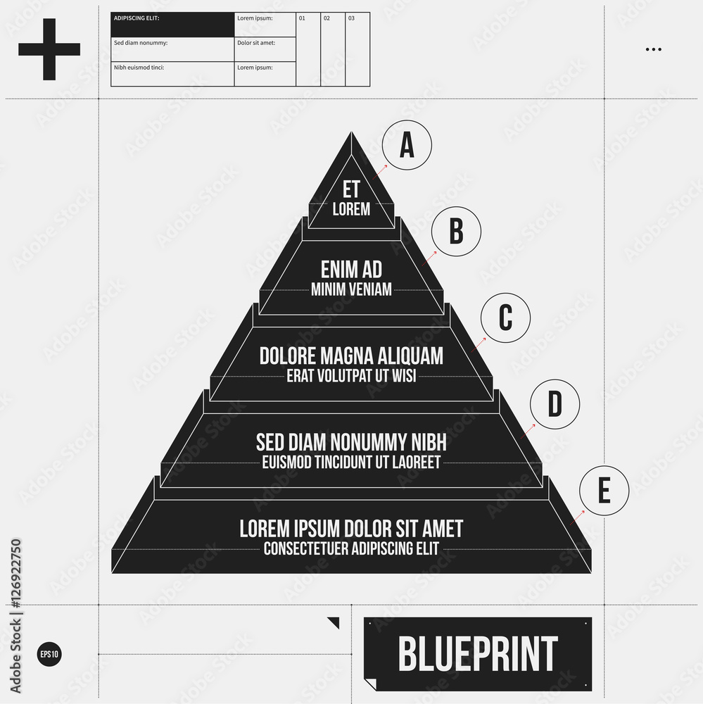 Pyramid chart with five levels in draft style. EPS10 Stock Vector ...