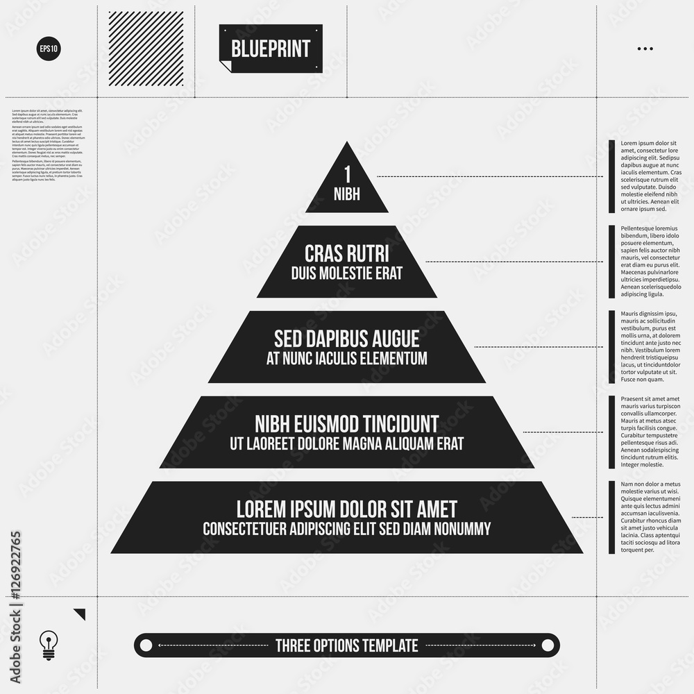 Pyramid chart with five levels in draft style. EPS10 Stock Vector | Adobe Stock