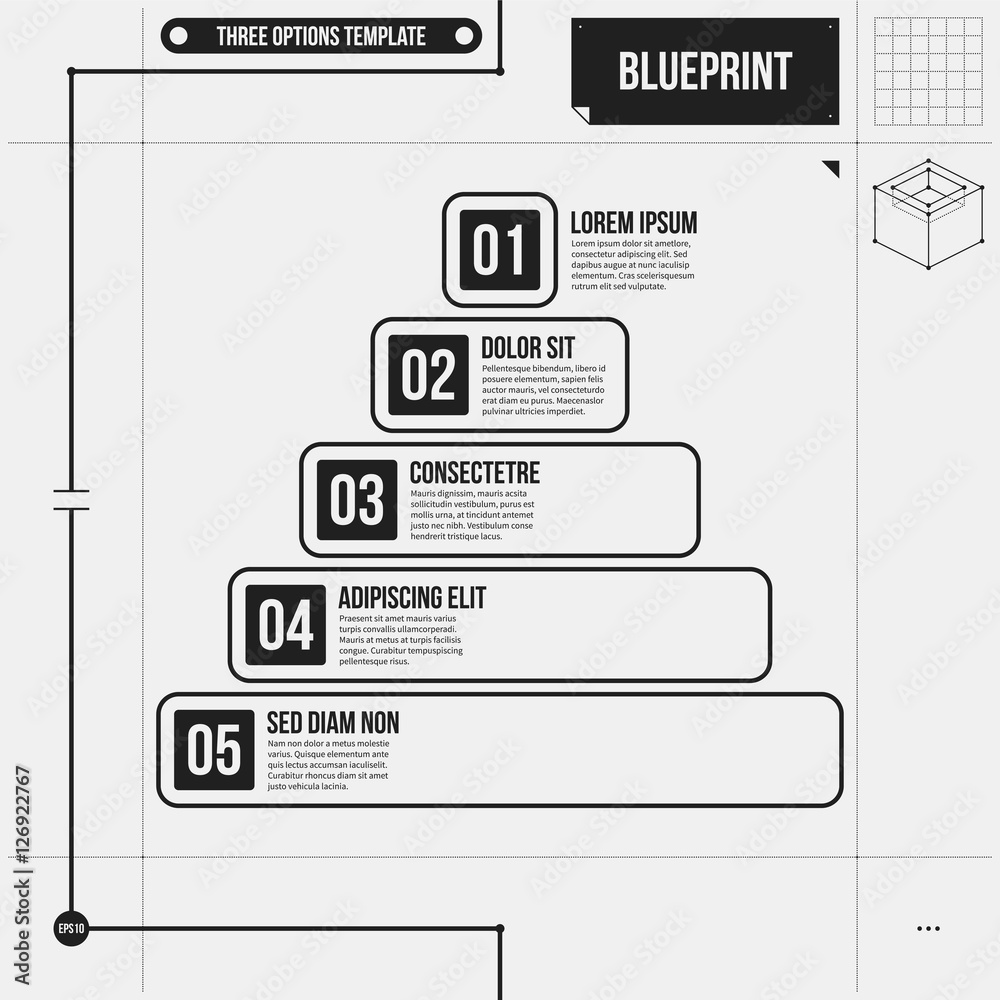 Pyramid chart template with five stages in draft style. EPS10 Stock ...