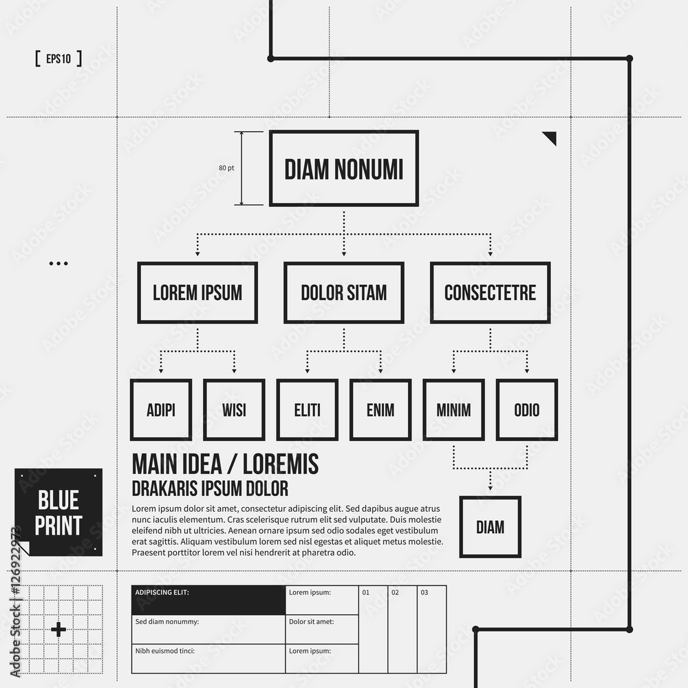Organization chart template in draft style. EPS10 Stock Vector | Adobe ...