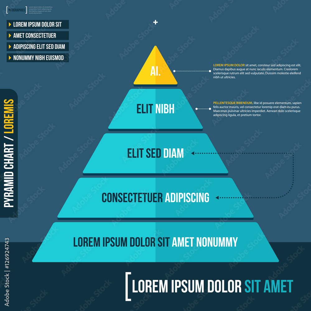 Layered pyramid chart diagram in flat style. Useful for presentations ...