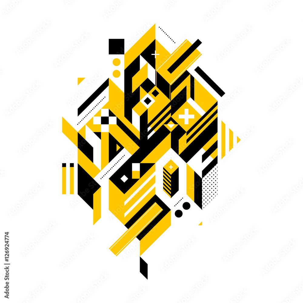 Abstract composition of complex geometric shapes. Style of modern art ...