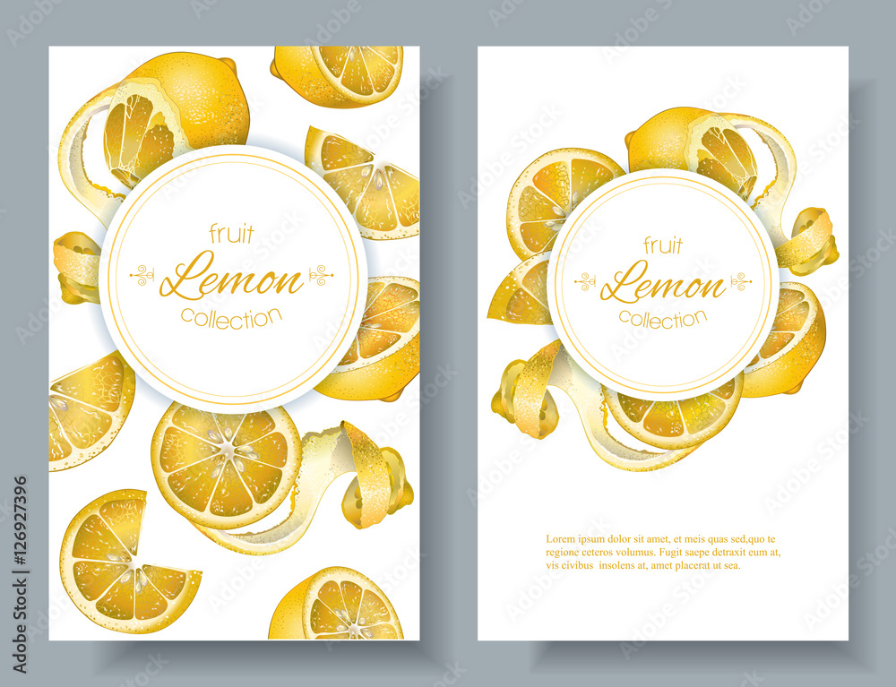 Vector lemon vertical banners. Design for juice, tea, ice cream ...