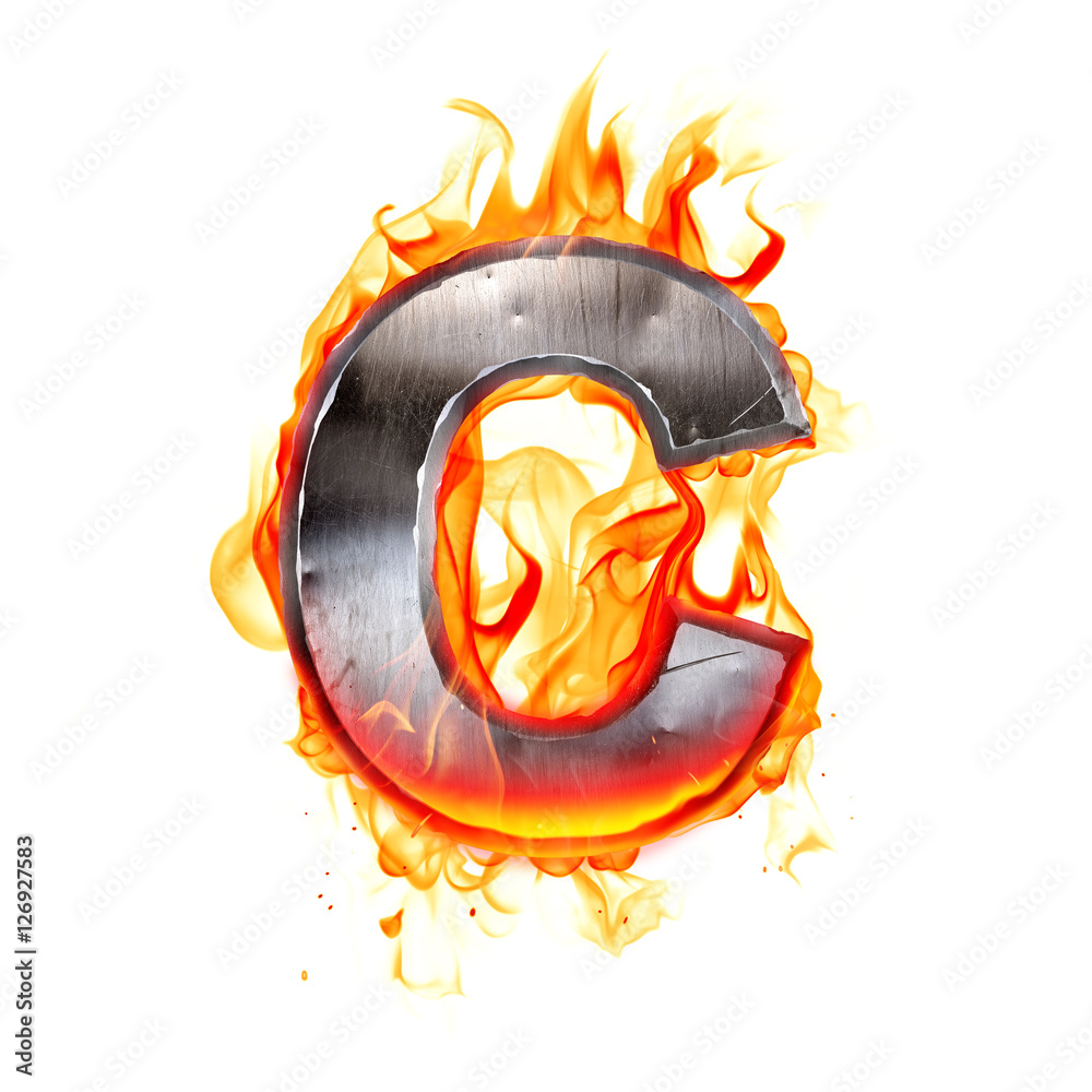 Metallic letter on fire Stock Illustration | Adobe Stock