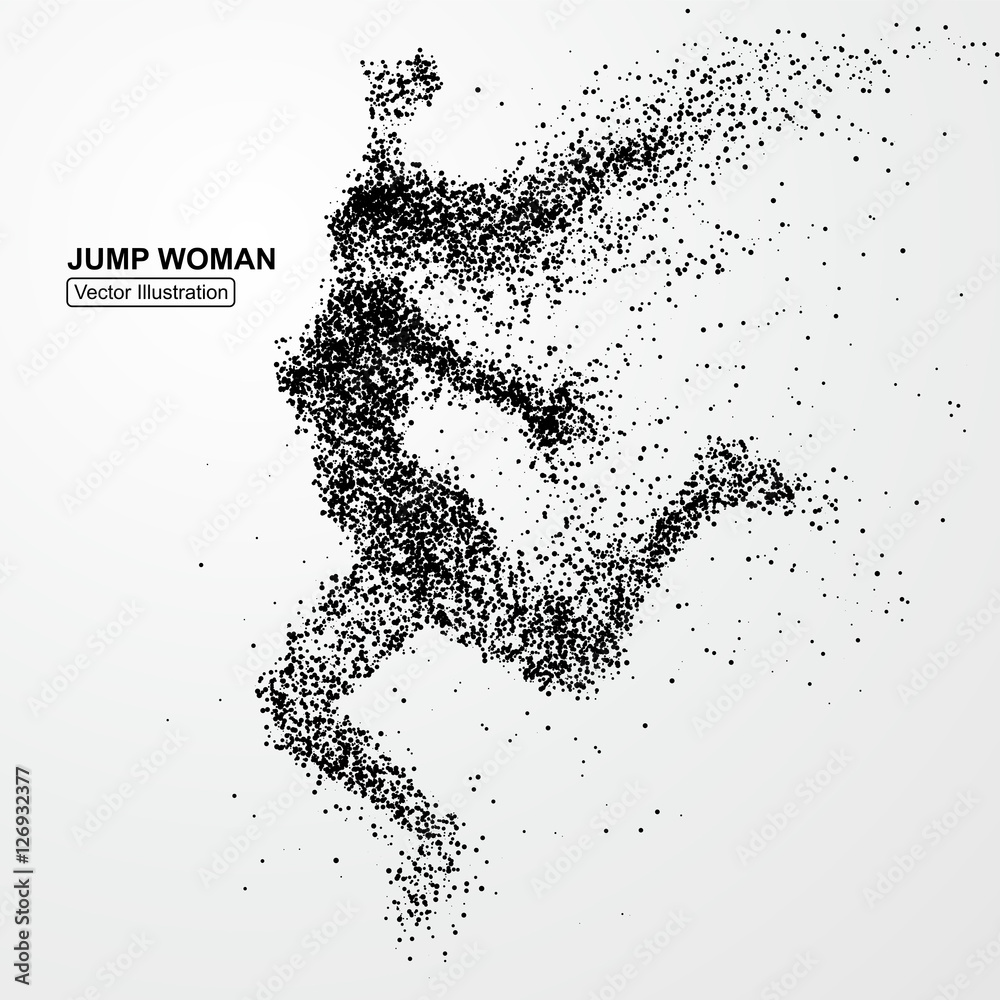 Jump woman,Vector graphics composed of particles. Stock Vector | Adobe ...