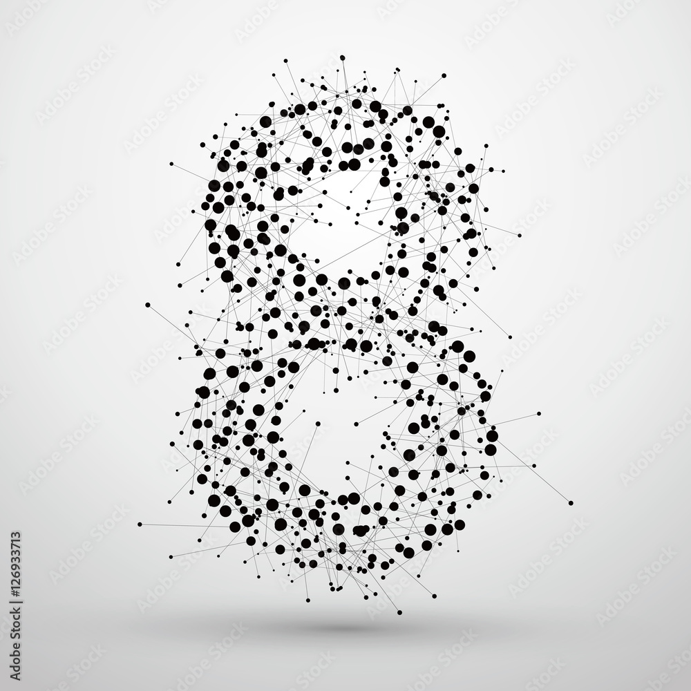 Arabic numerals font design, consisting of points and lines, there is a ...