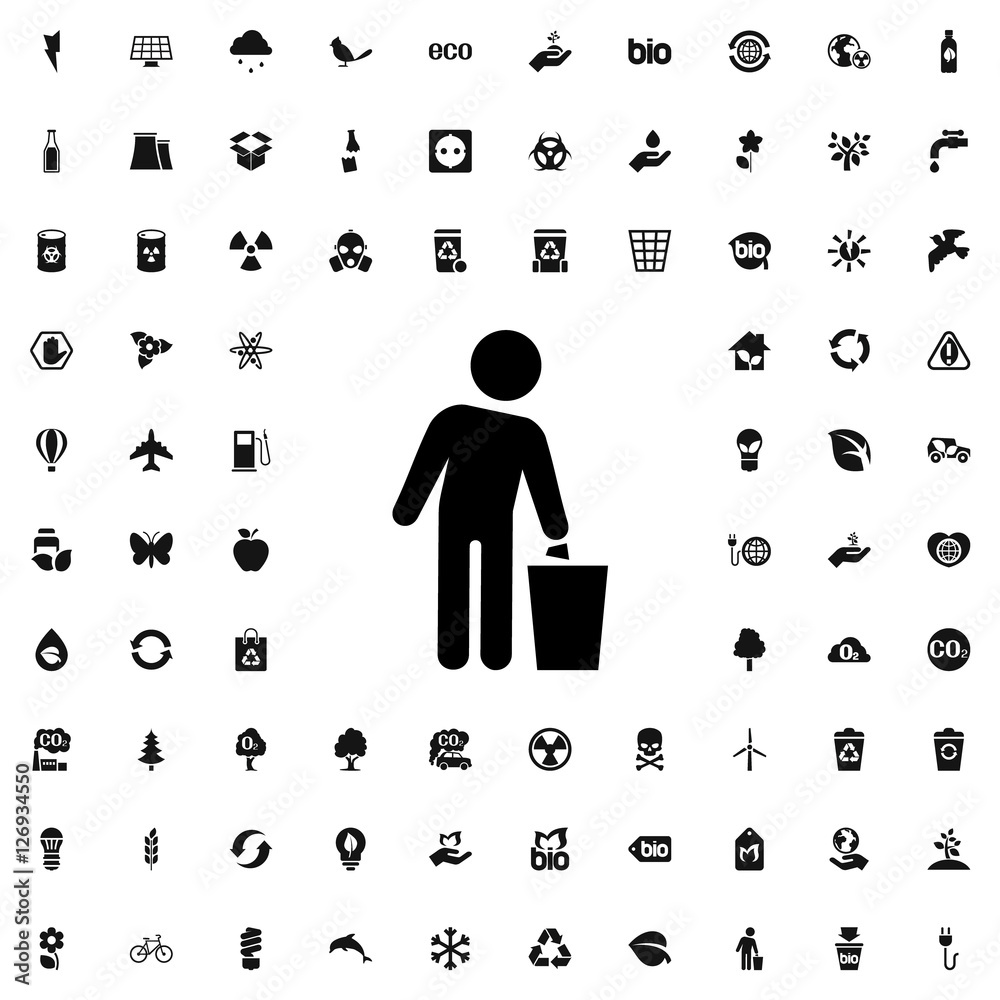 man and trash bin icon illustration Stock Vector | Adobe Stock