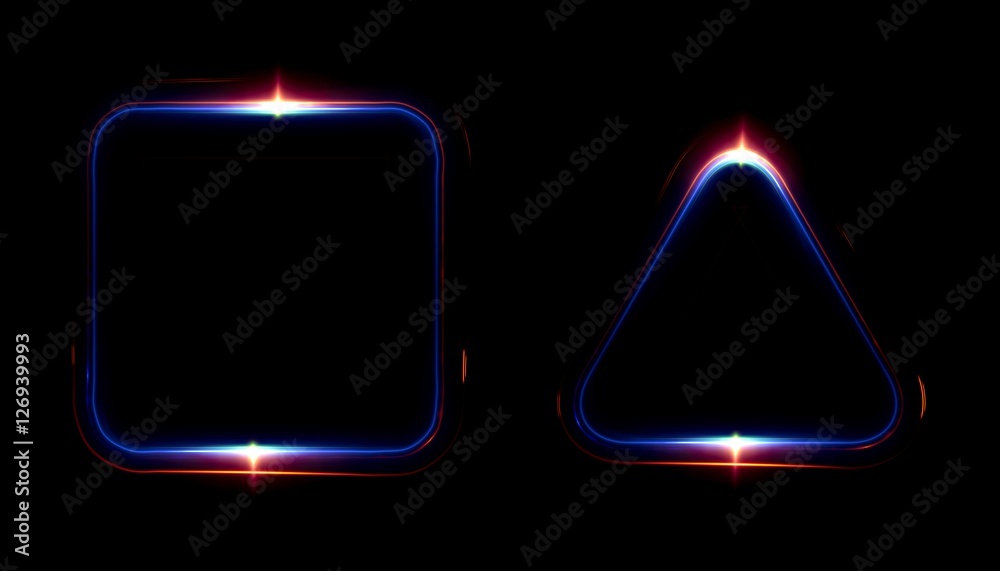 Glowing frames black background. Square glow borders. Sparkling ...
