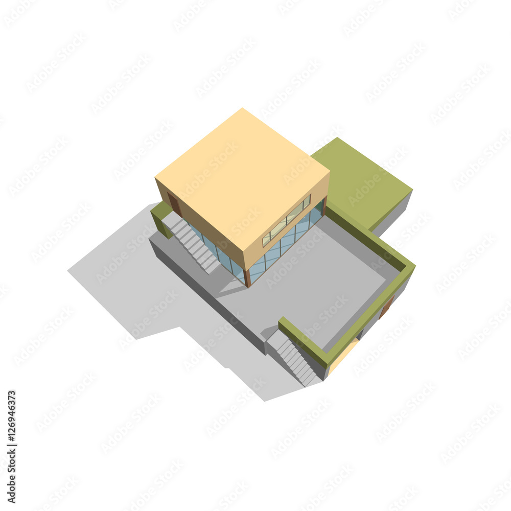 Modern house. Isolated on white. 3d Vector illustration.Top view Stock ...