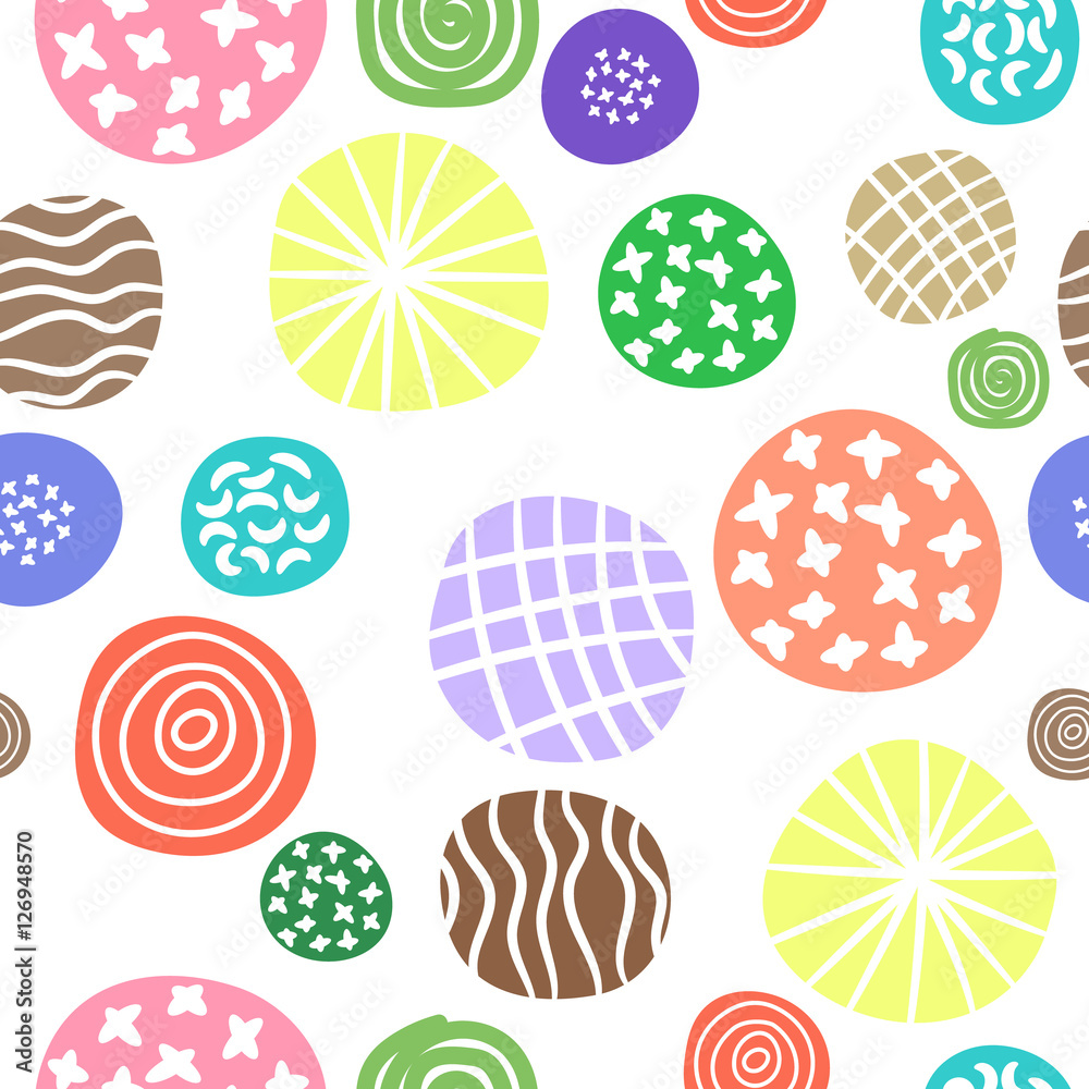 Polka dots doodle texture seamless pattern for kids design. Vector ...