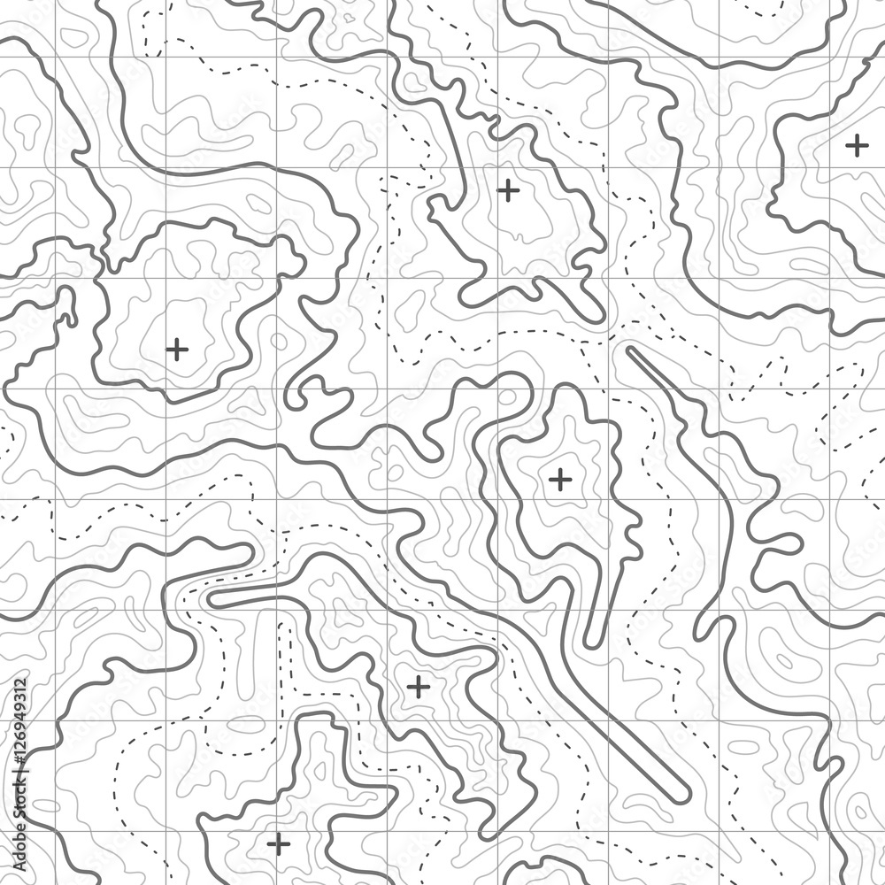 Topographic map vector background with mountain texture and grid. Stock ...