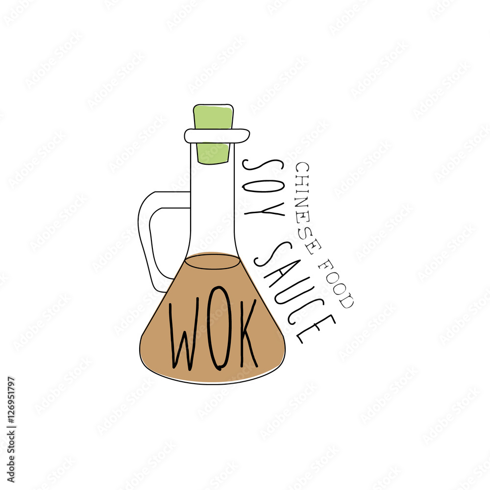 Glass Bottle With Soy Sauce Chinese Food And Wok Fast Food Cafe Menu ...