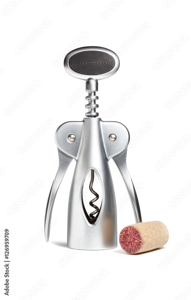 Uncork a bottle of wine, isolated on white background. Stock-Foto ...