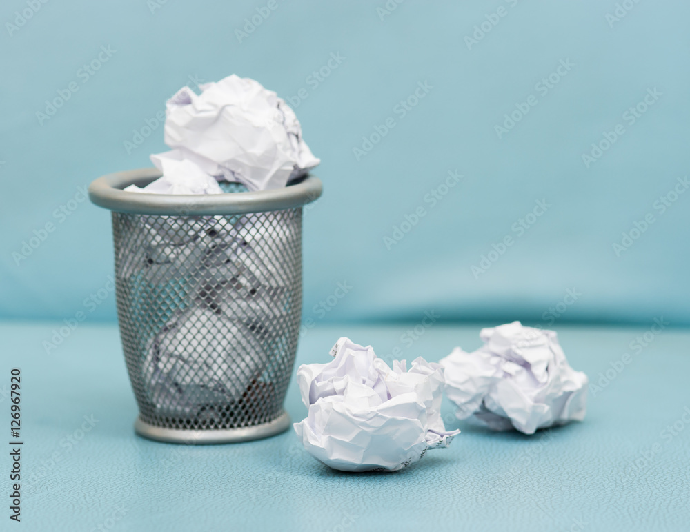 Trash Can Full Of Paper