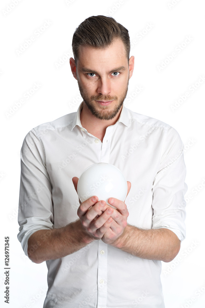 Man Looking Into Crystal Ball