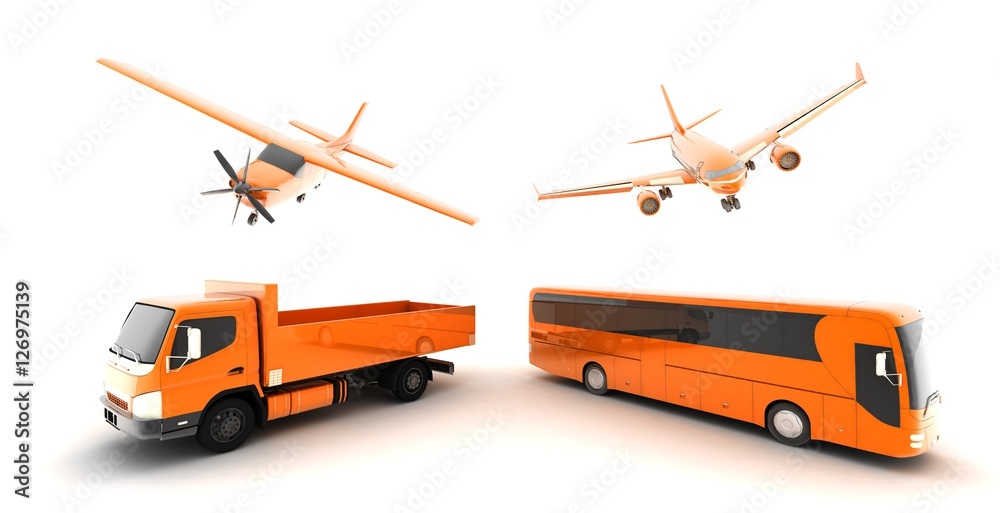 TYPES OF TRANSPORT 3d Render Illustration Stock Illustration | Adobe Stock